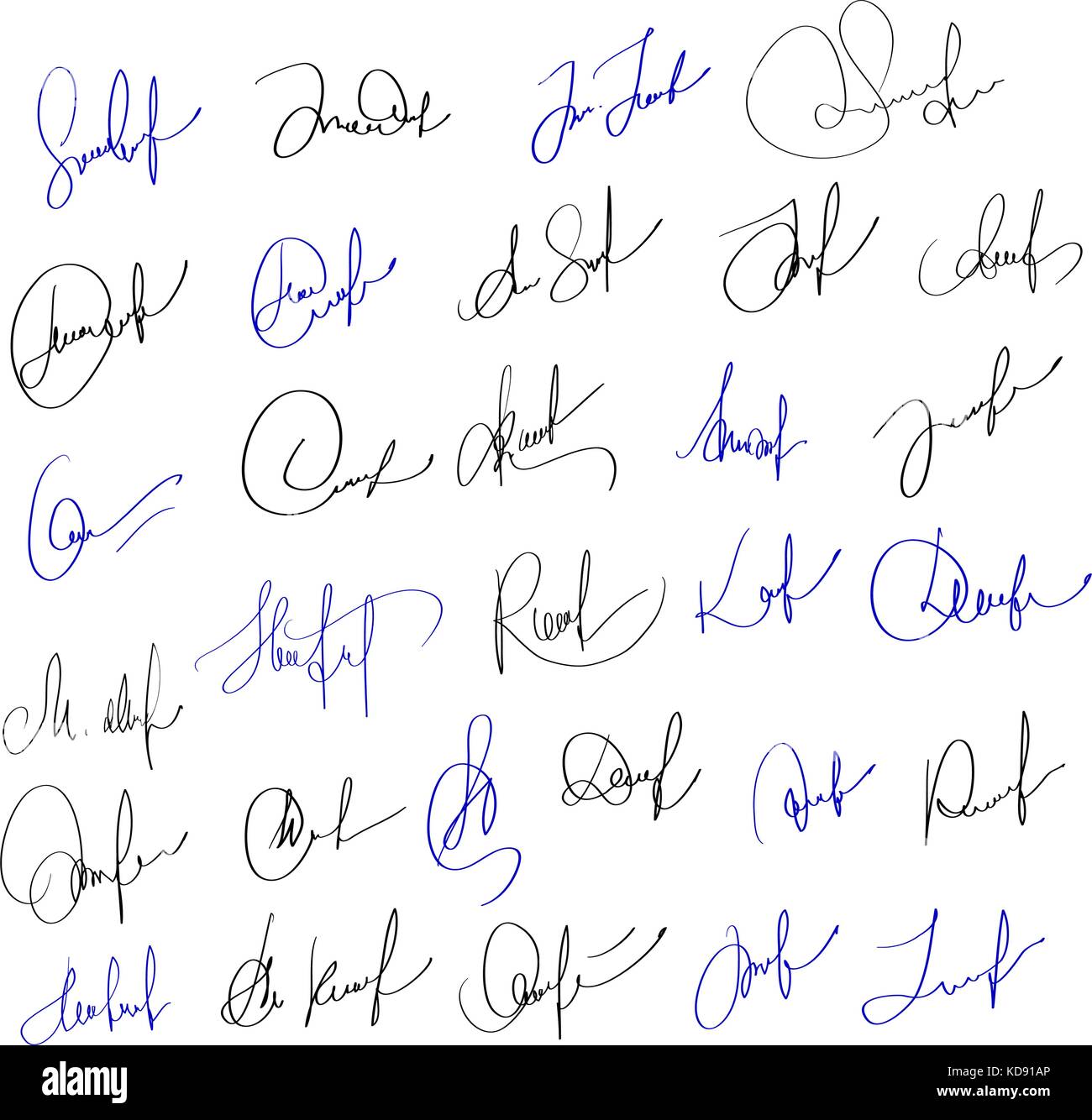 Manual signature for documents on white background. Hand drawn ...