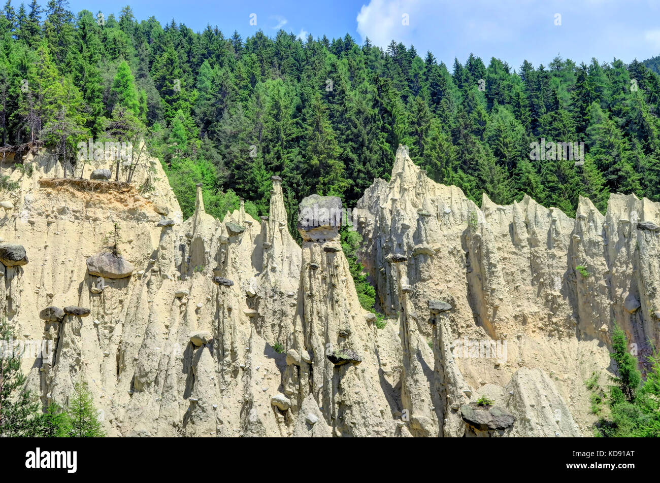 Renon plateau and its earth pyramids europe hi-res stock photography ...