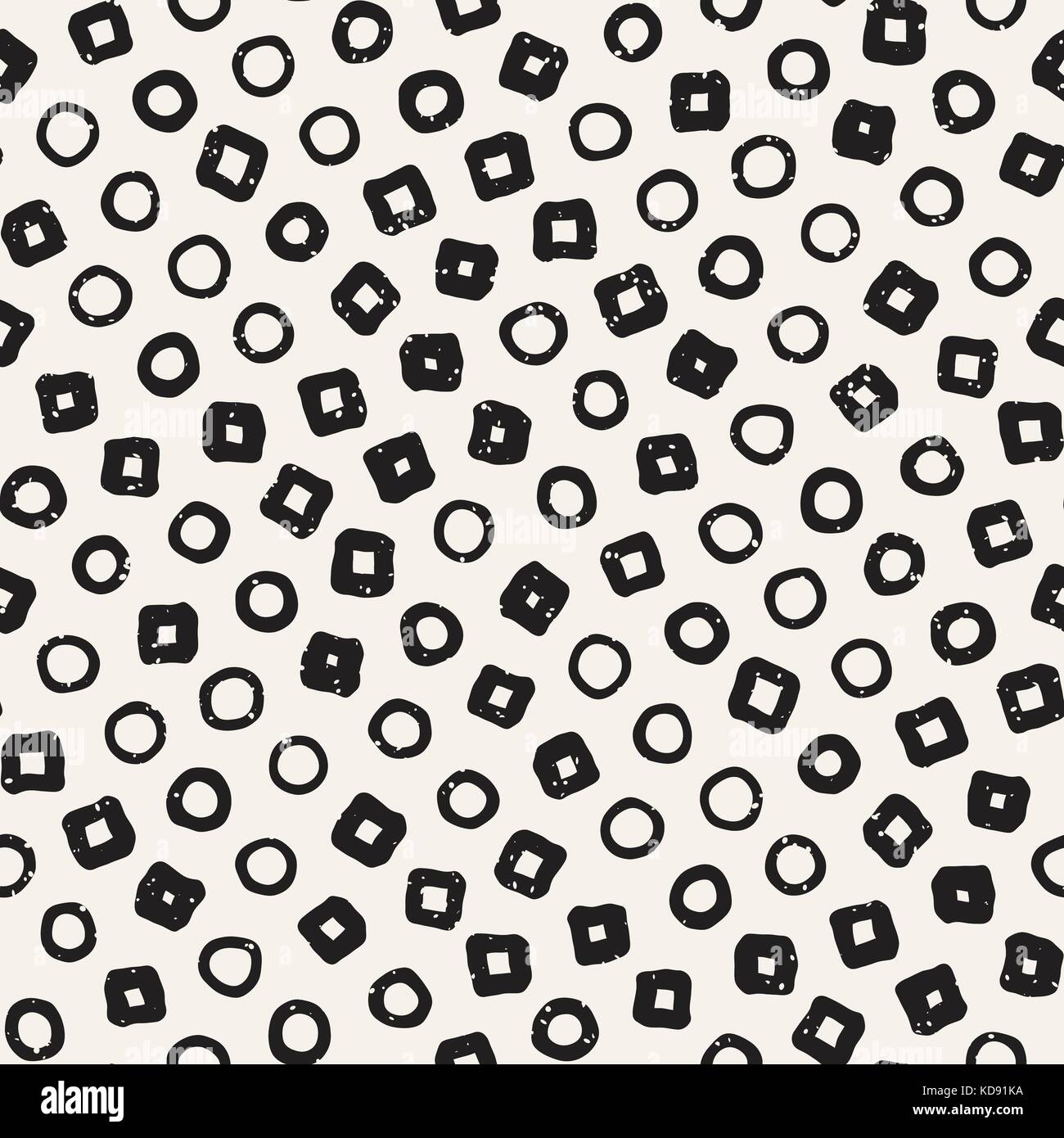 Hand drawn black and white ink abstract seamless pattern. Vector ...