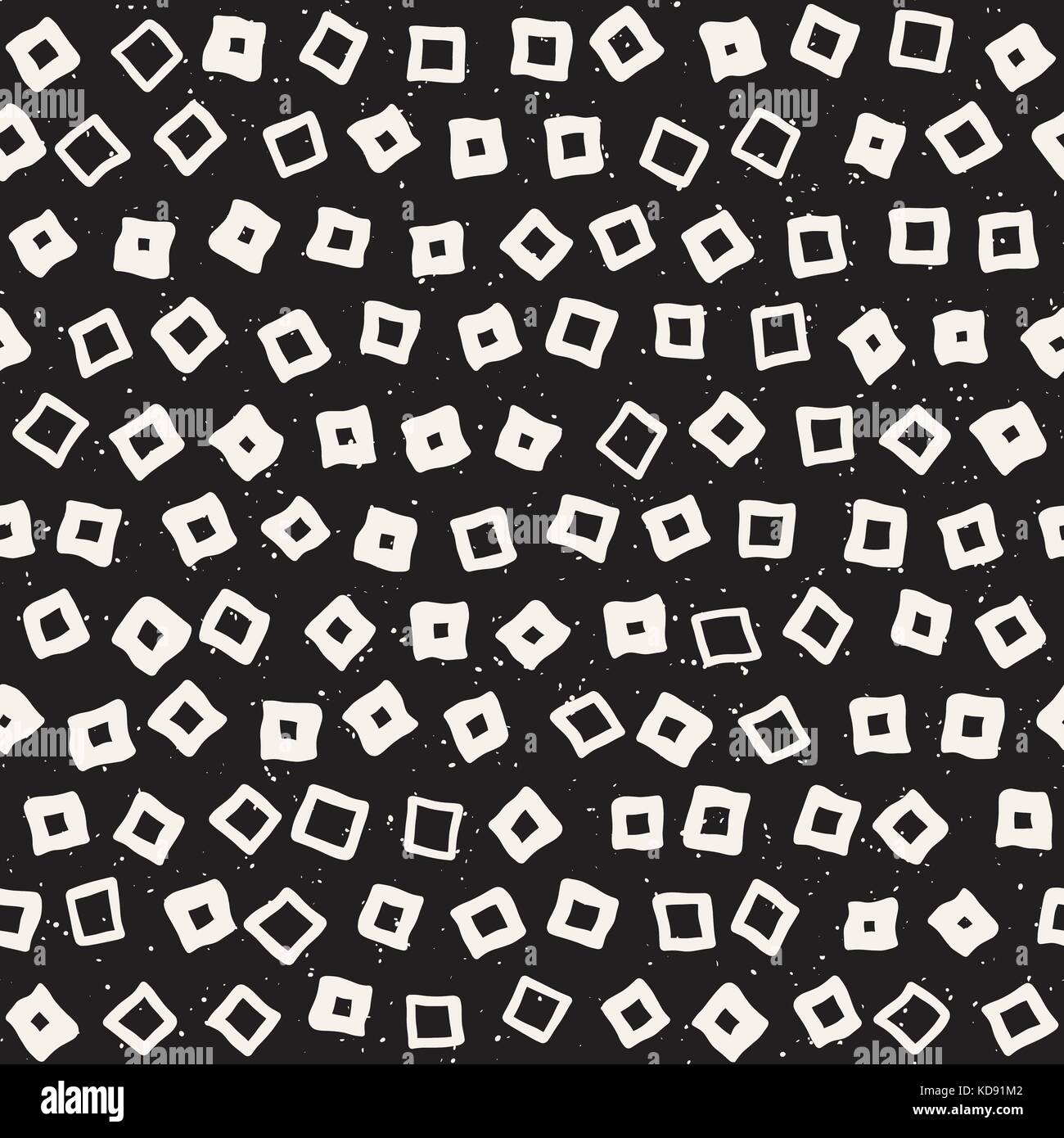 Hand drawn black and white ink abstract seamless pattern. Vector ...