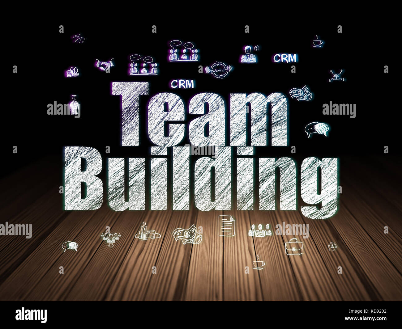 Business concept: Team Building in grunge dark room Stock Photo - Alamy