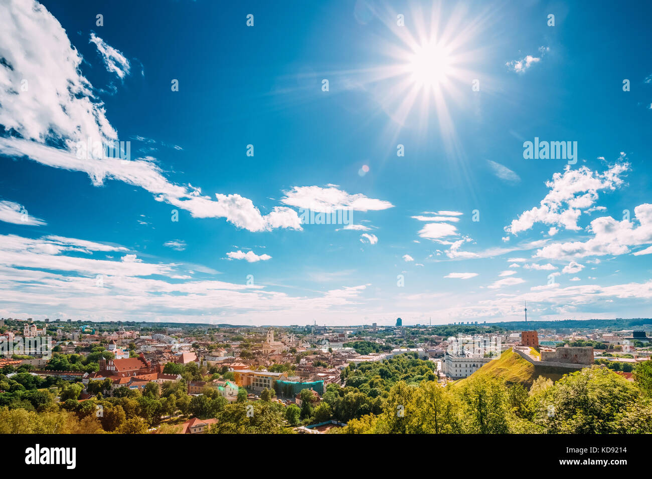 Vilnius, Lithuania. Old Town Historic Center Cityscape Under Dramatic ...