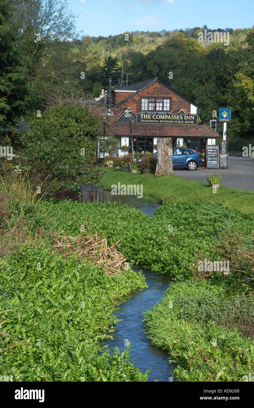The pretty village of Gomshall in the Surrey Hills AONB, UK Stock Photo ...