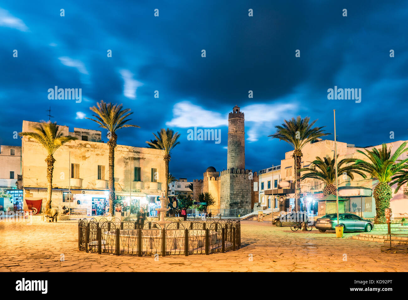 Night photo of ribat castle in Sousse Stock Photo - Alamy