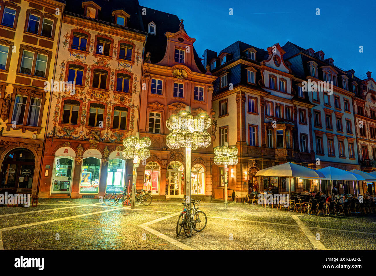 Night streets of Mainz Stock Photo - Alamy