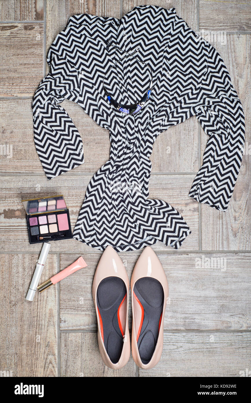 Aerial view of woman's fashion with accessories Stock Photo - Alamy