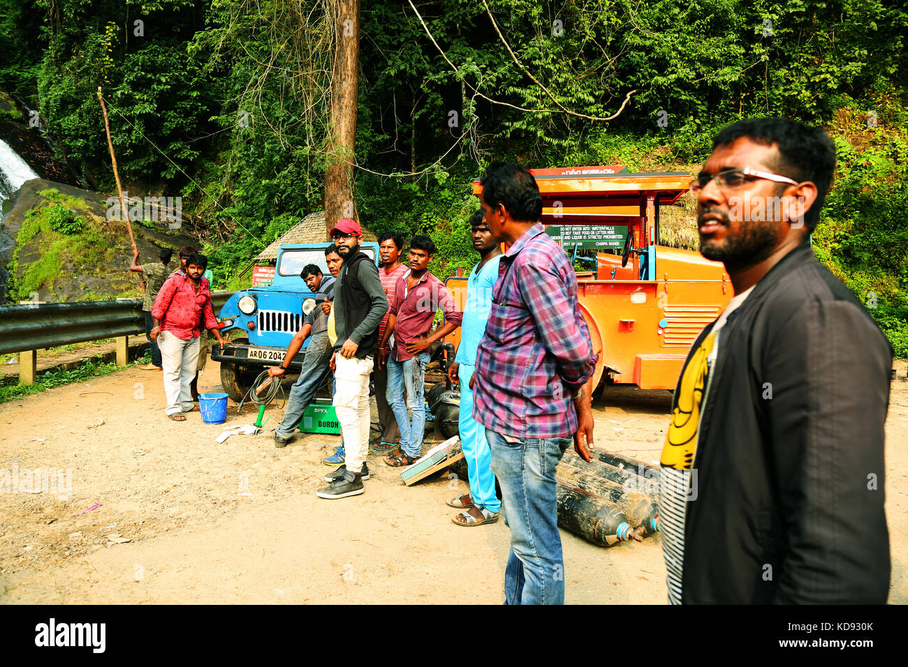 Film Crew On Location Movie Shooting near forest background Stock Photo ...