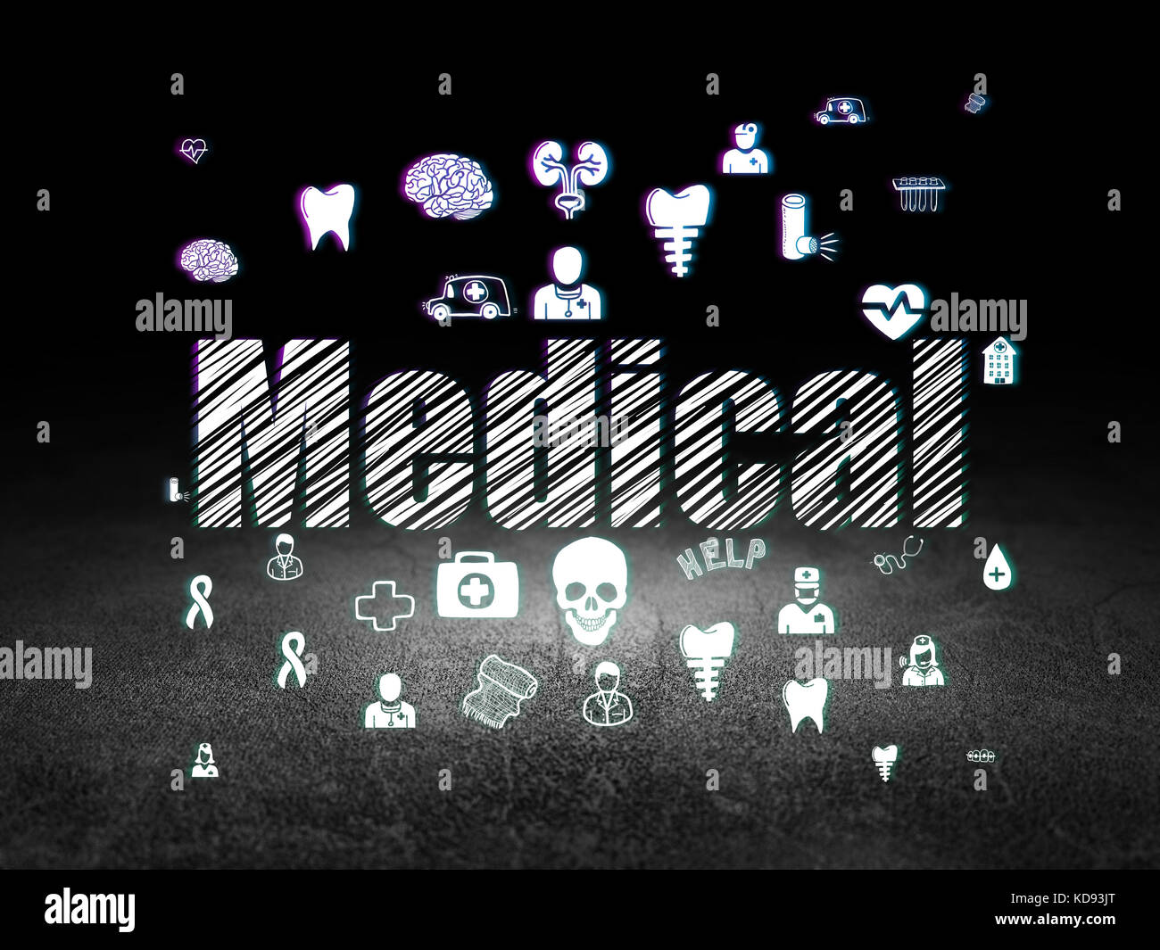 Health concept: Medical in grunge dark room Stock Photo - Alamy