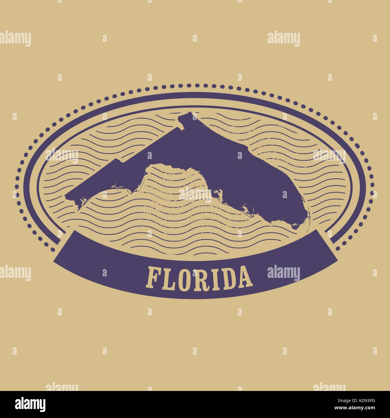 Oval stamp with Florida state silhouette - FL label Stock Vector Image ...