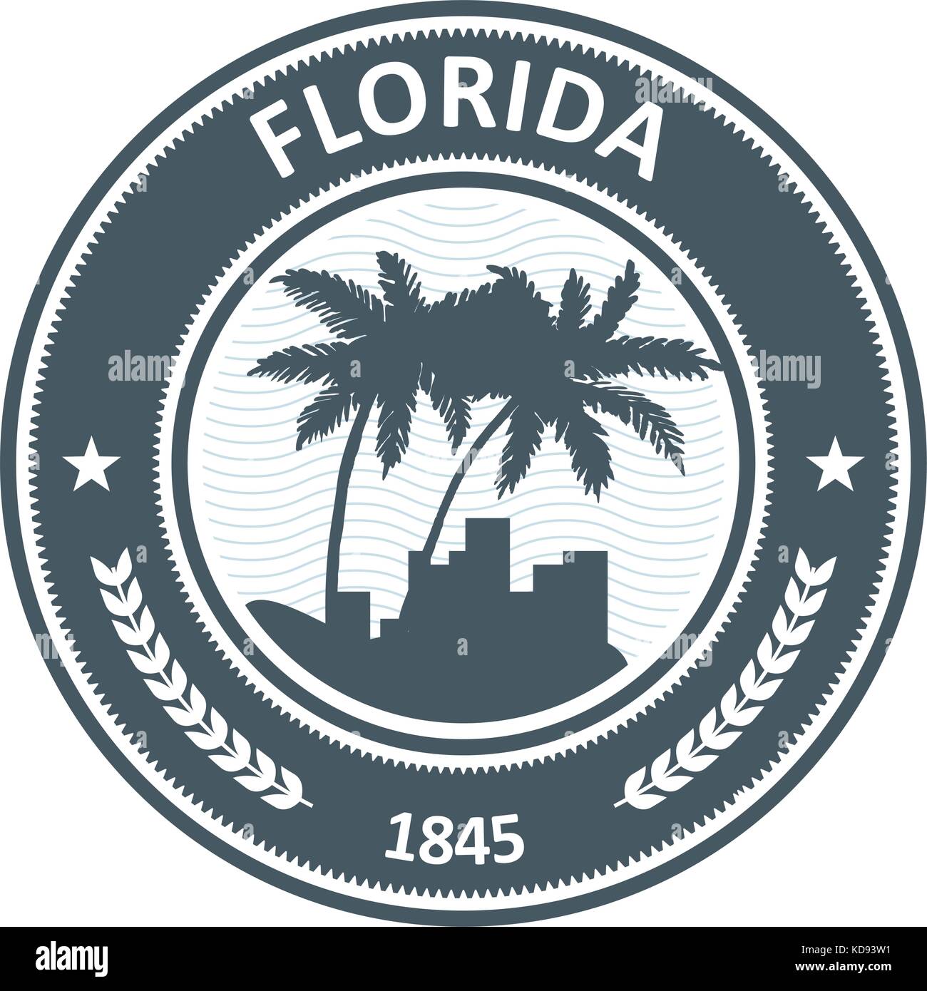 Florida emblem with palm tree and city silhouettes Stock Vector Image ...