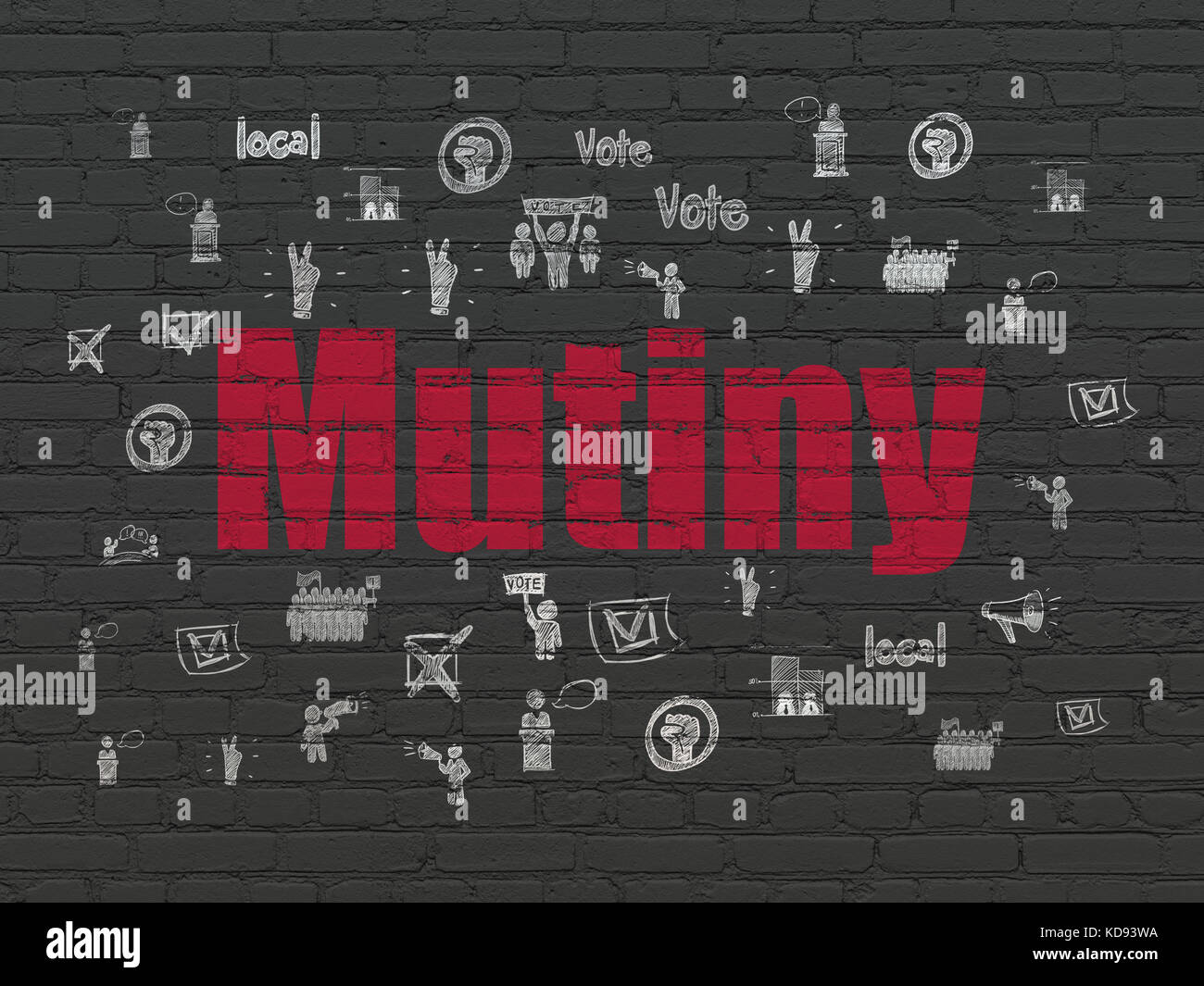 Political concept: Mutiny on wall background Stock Photo - Alamy