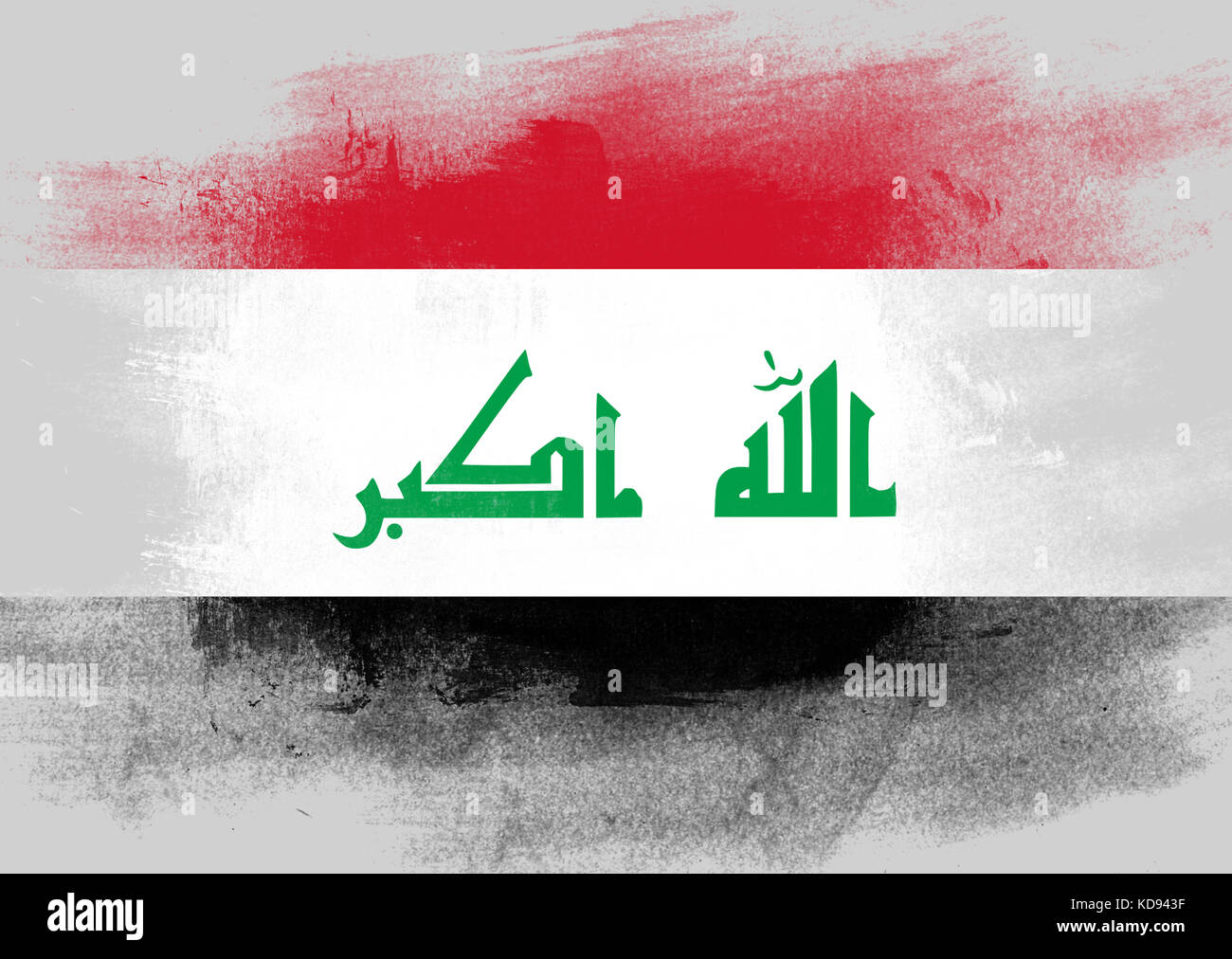 Flag of Iraq painted with brush on solid background Stock Photo - Alamy