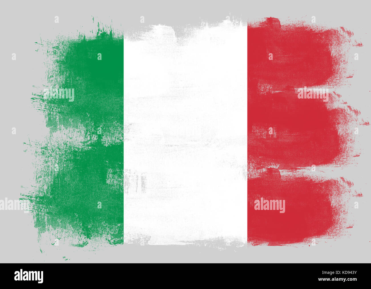 Flag of Italy painted with brush on solid background Stock Photo - Alamy