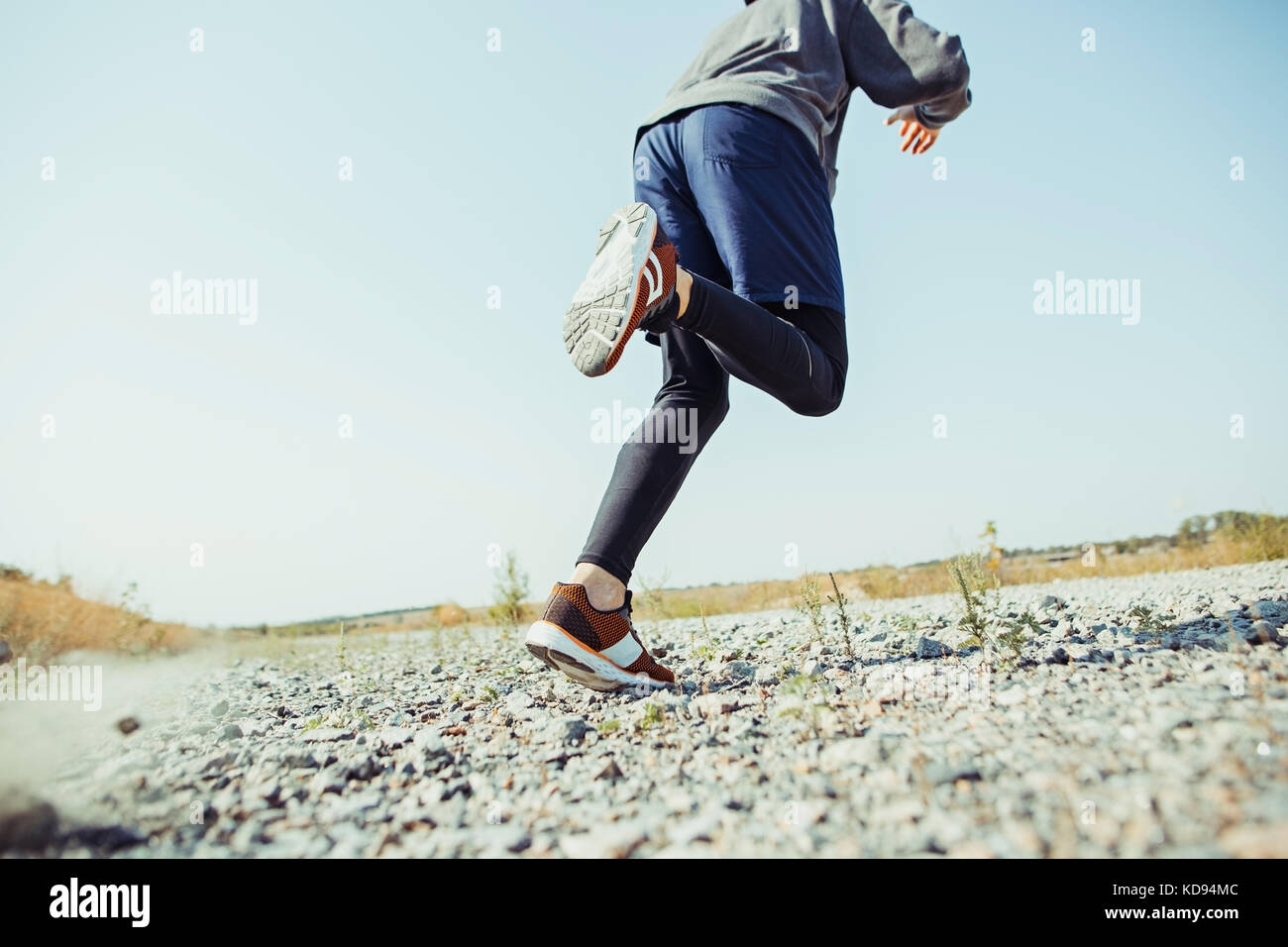 Running sport. Man runner sprinting outdoor in scenic nature. Fit ...