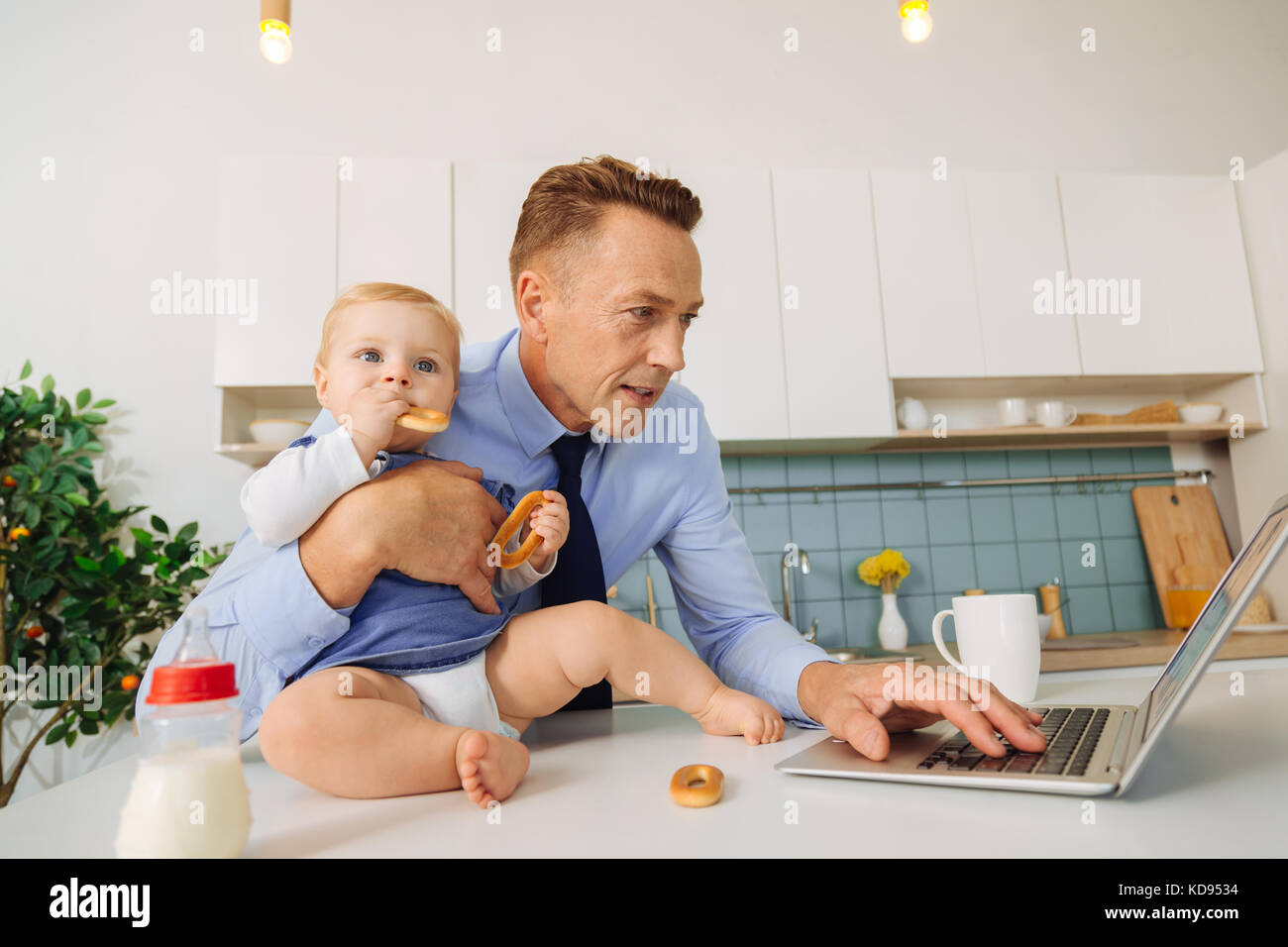 Nice smart man using a laptop Stock Photo - Alamy