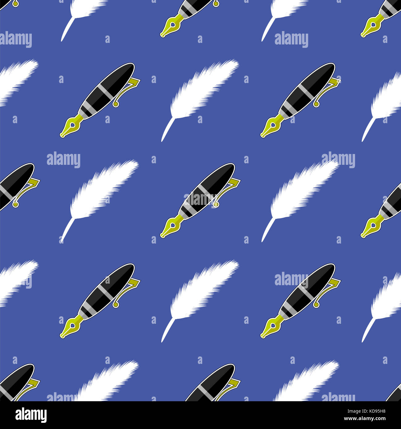 Fountain Pen Seamless Pattern Stock Photo - Alamy