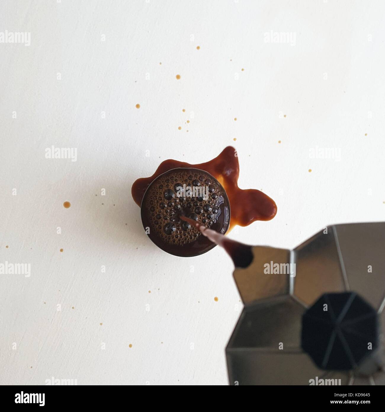 Spilled coffee or espresso. pouring moca. photo Stock Photo - Alamy