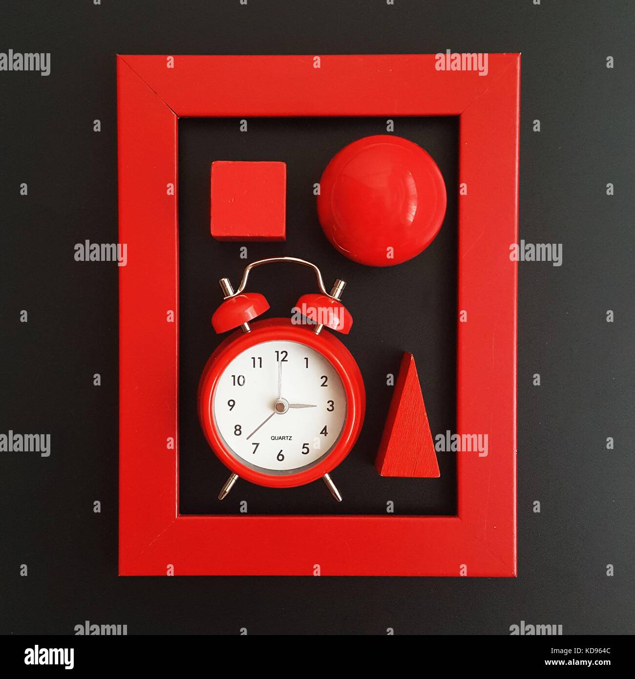 red color items. geomtric shapes. flatlay photo Stock Photo - Alamy
