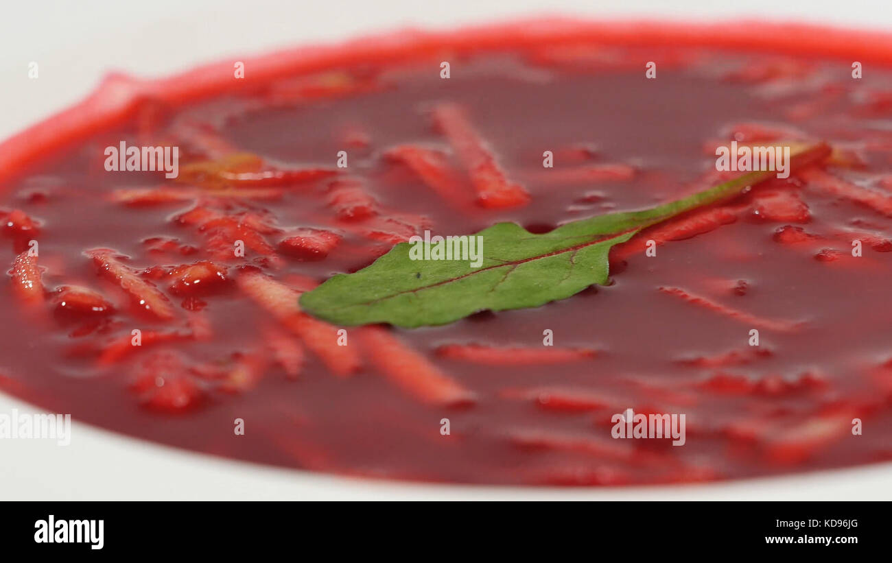 Ukrainian and russian national food - red beet soup borscht with beef ...