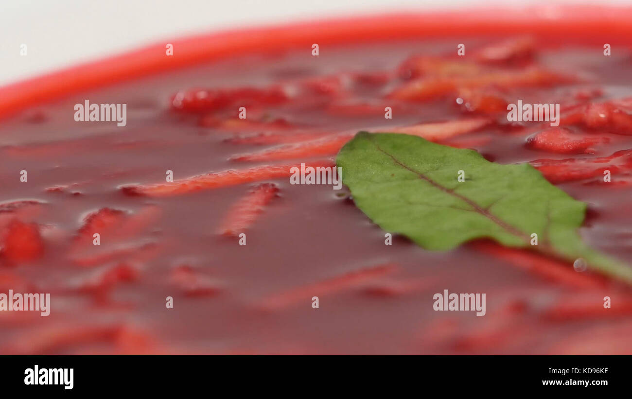 Ukrainian and russian national food - red beet soup borscht with beef ...
