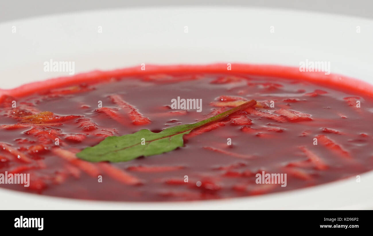Ukrainian and russian national food - red beet soup borscht with beef ...