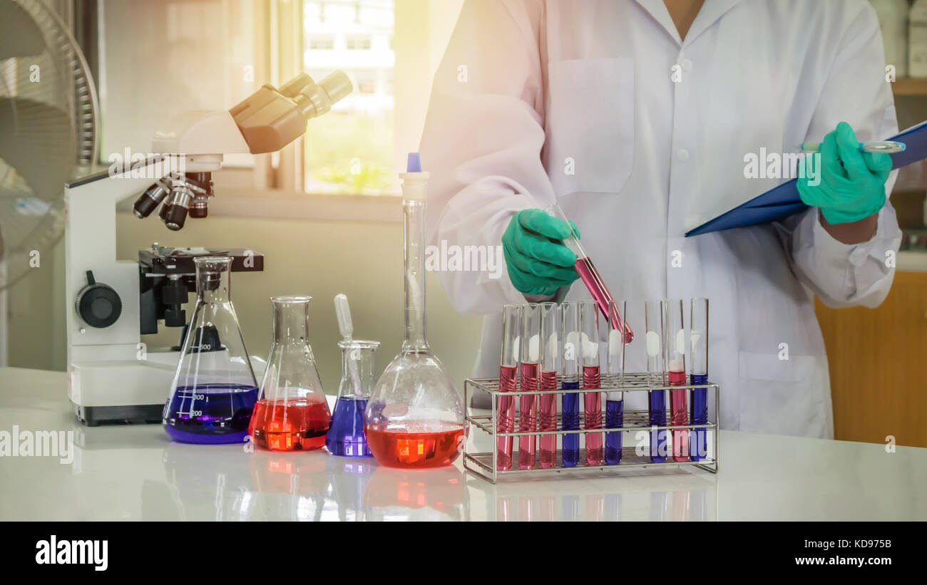 scientist with equipment and science experiments in laboratory Stock ...