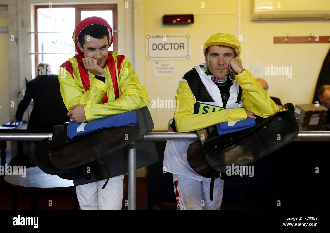 Jockeys Aidan Coleman and Tom Scudamore at Ludlow Racecourse Stock ...