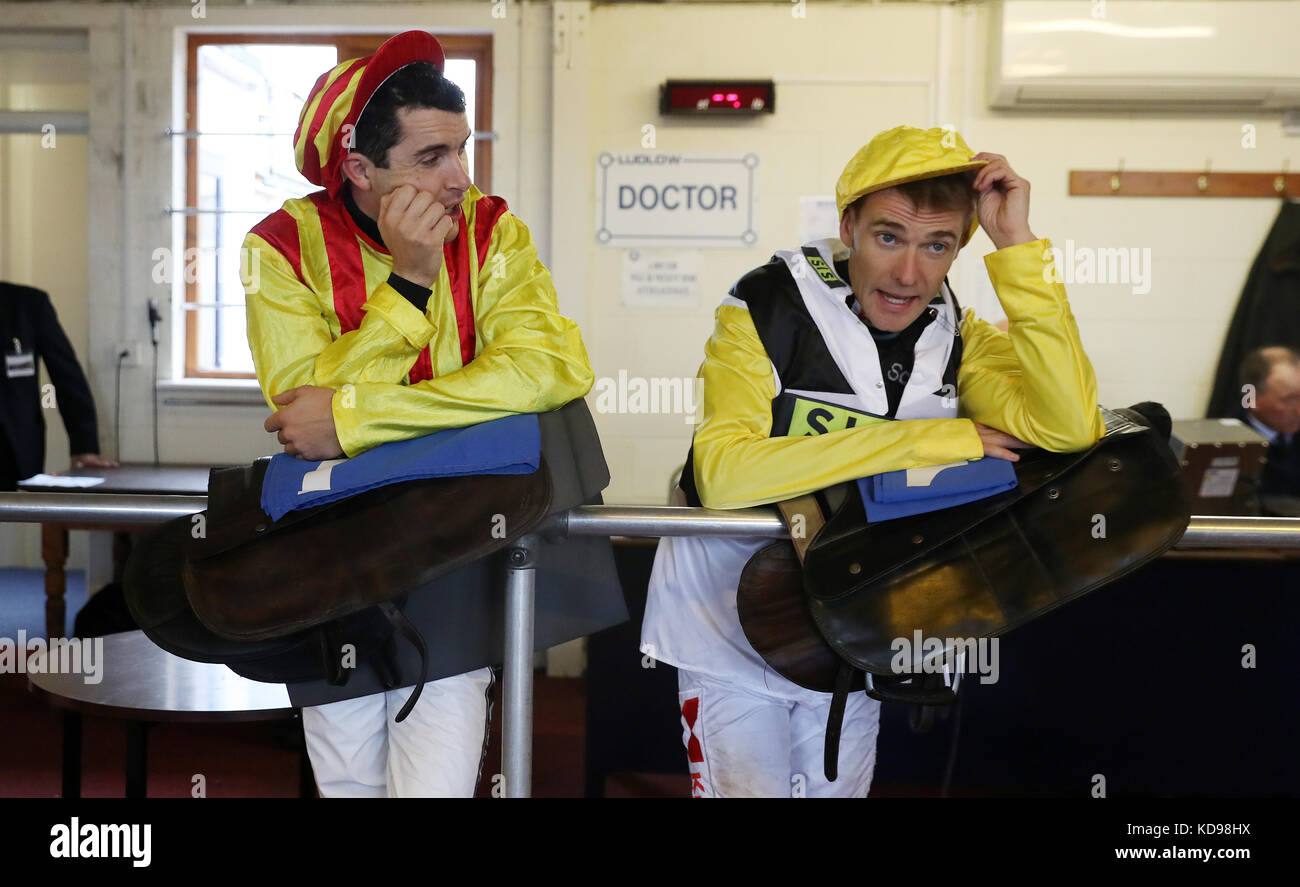 Jockeys Aidan Coleman and Tom Scudamore at Ludlow Racecourse Stock ...