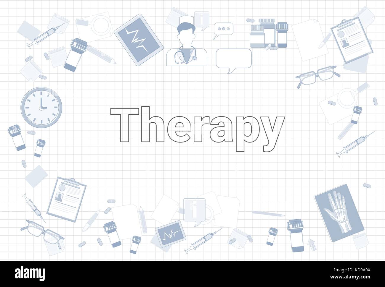 Therapy Stuff On Squared Notebook Paper Background Medicine Equipment ...
