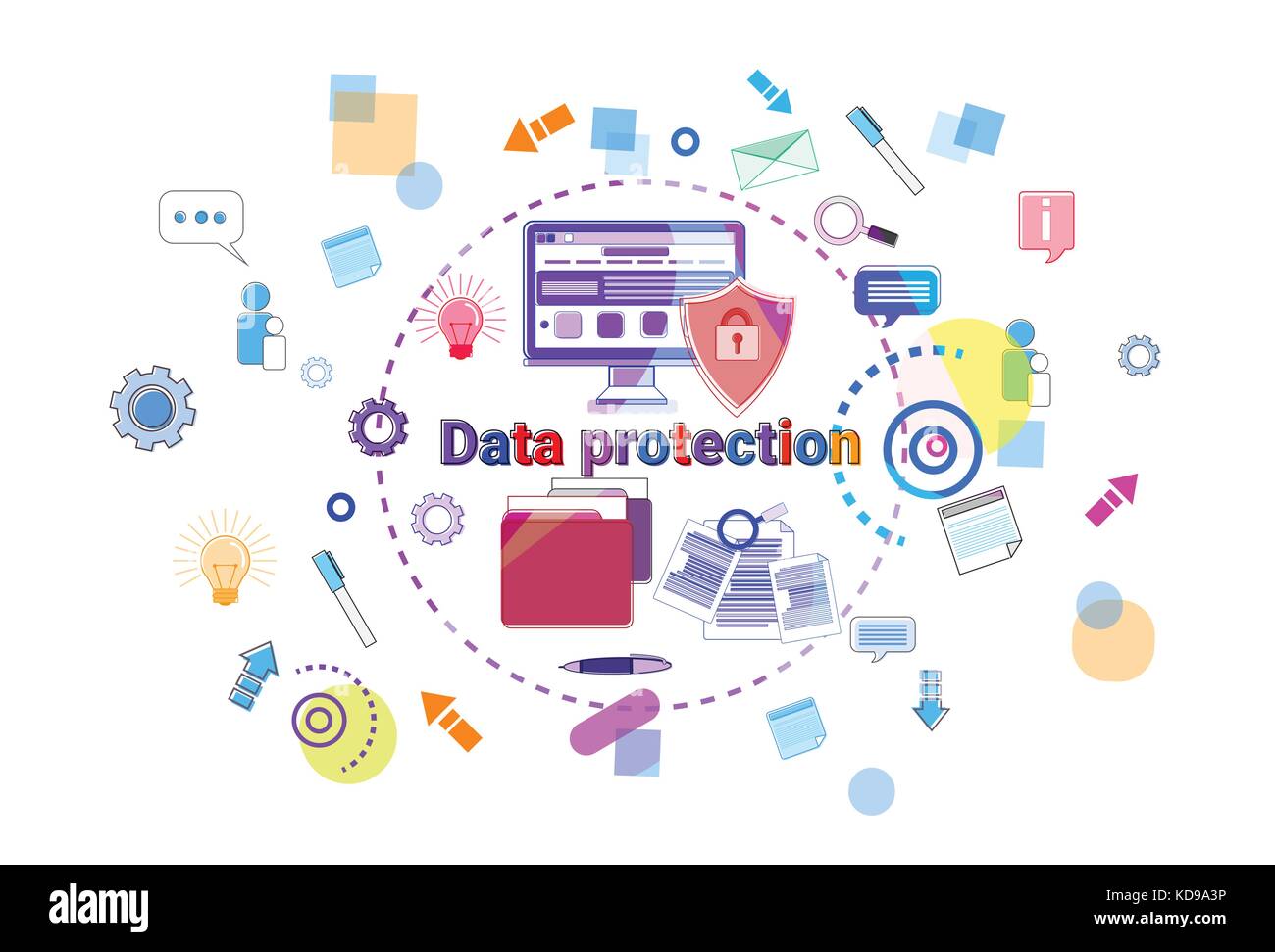 Data Protection Online Secutiry Concept Protection Banner Stock Vector ...
