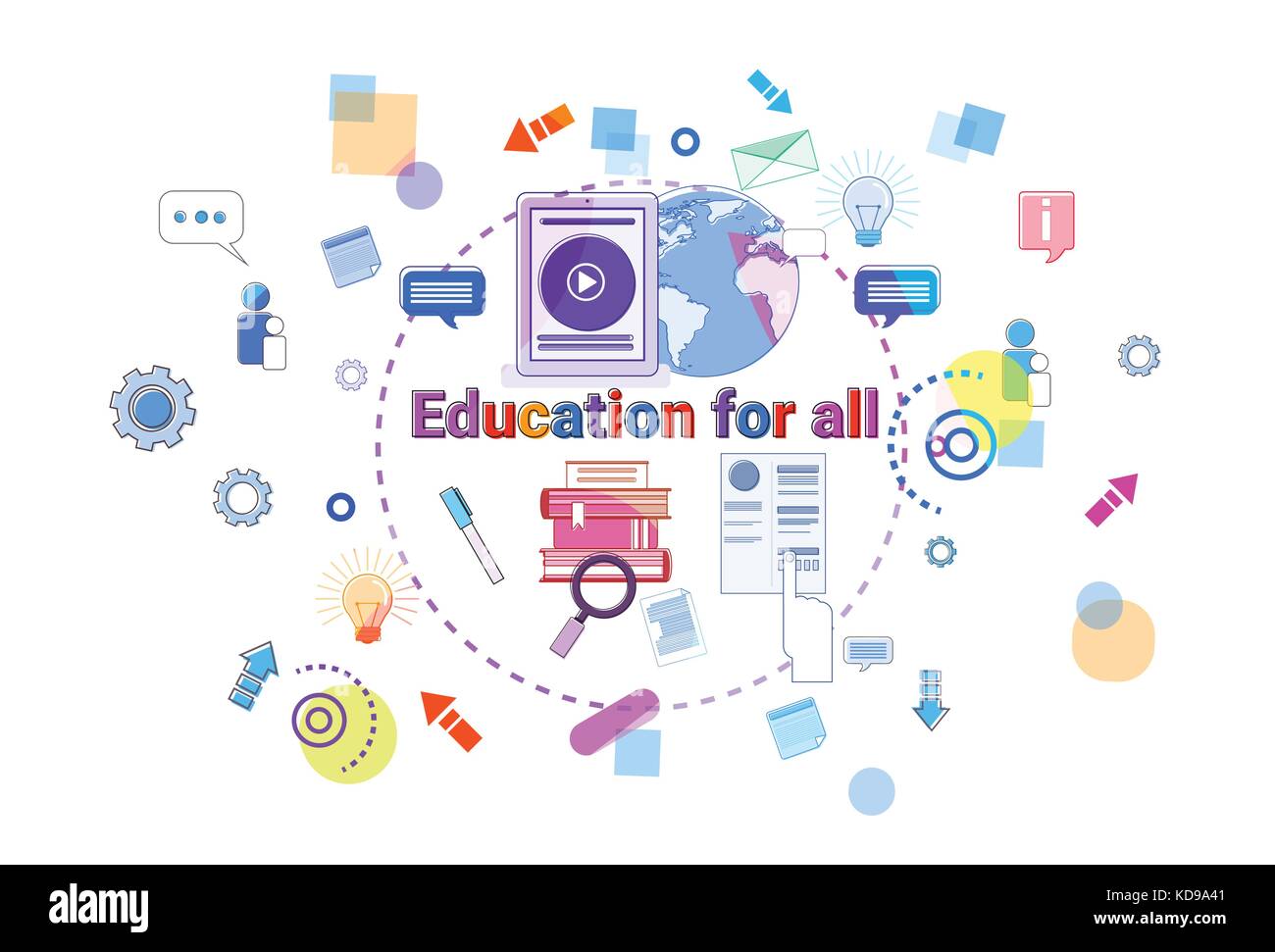 Education For All Banner Study Online Elearning Concept Stock Vector ...