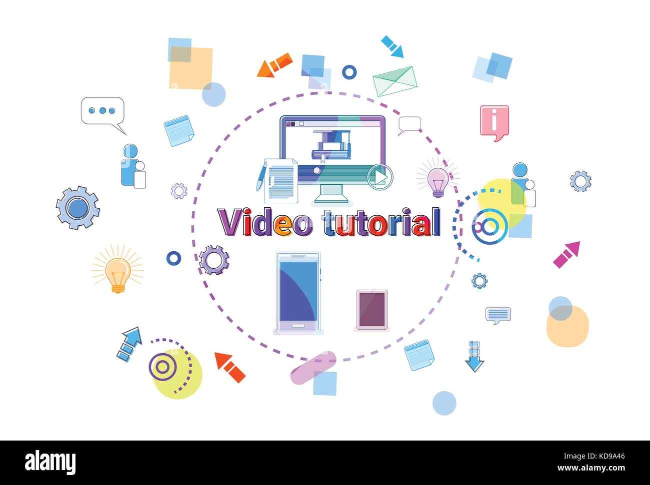 Video Tutorial Learn Online Banner Internet Education Elearning Concept ...