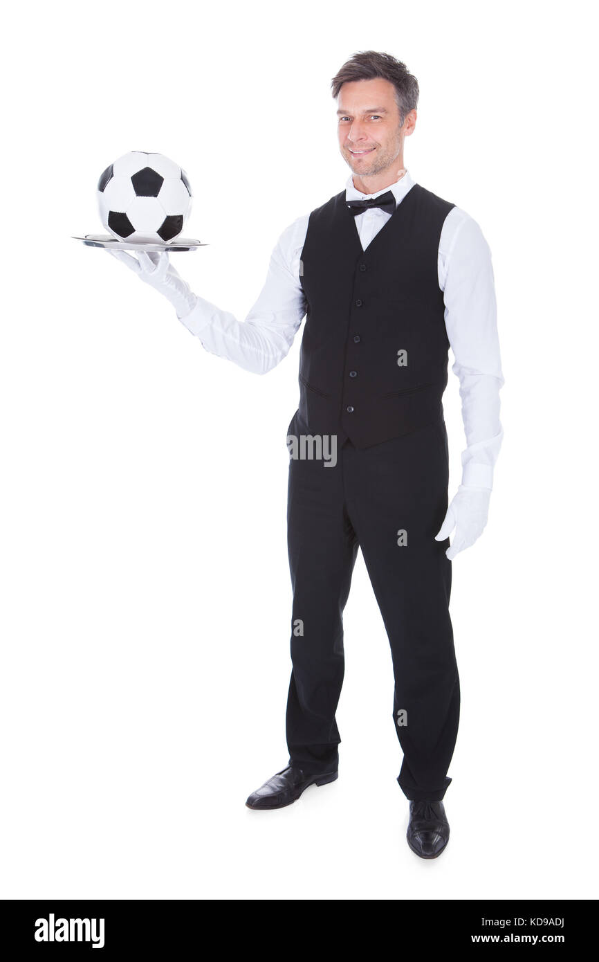 Happy tuxedo man hold Cut Out Stock Images & Pictures - Alamy