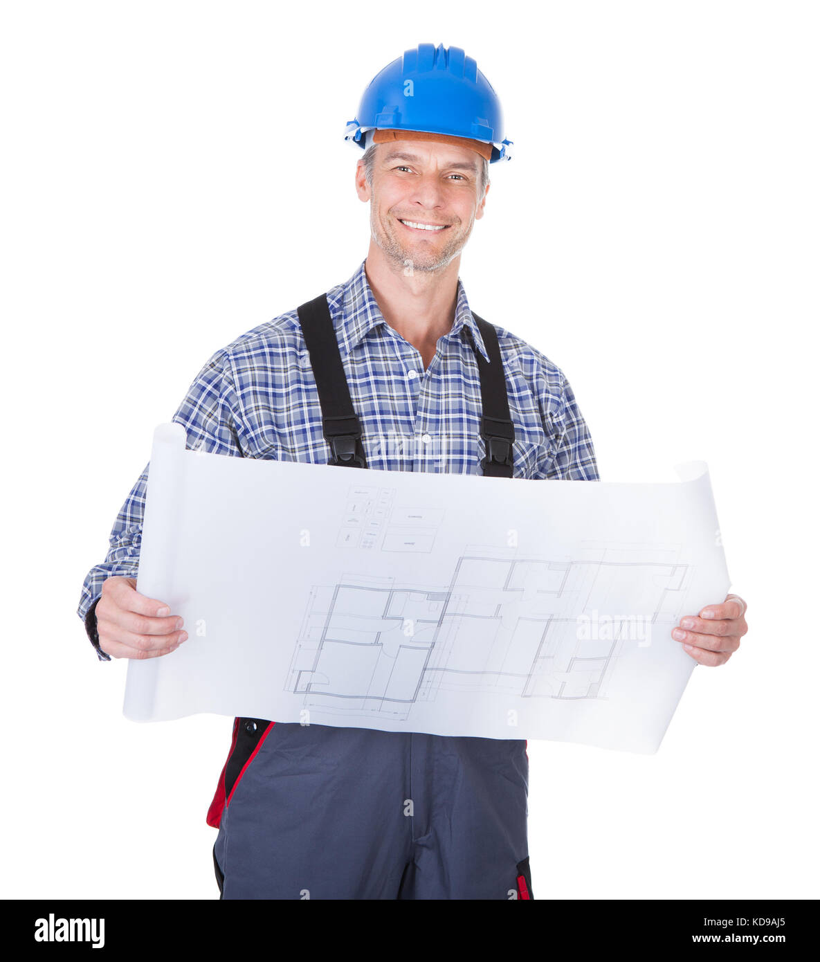 Portrait Of Mature Male Architect Looking At Blueprint Stock Photo - Alamy
