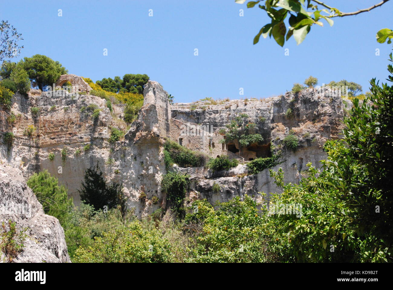 Ancient Greek archaeological sites in Syracuse, Sicily, Italy. Quarry ...