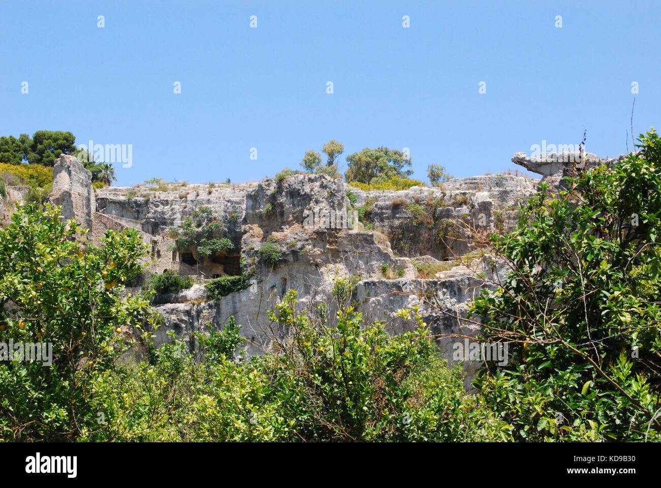 Ancient Greek archaeological sites in Syracuse, Sicily, Italy. Quarry ...