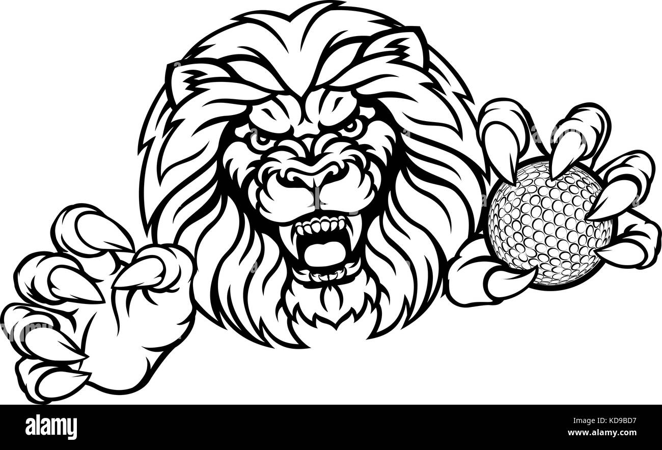 Lion Golf Ball Sports Mascot Stock Vector Image & Art - Alamy