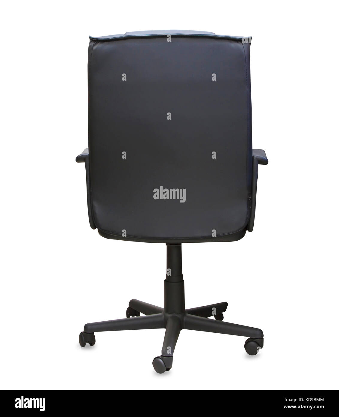 back view of modern office chair from black leather. Isolated Stock ...