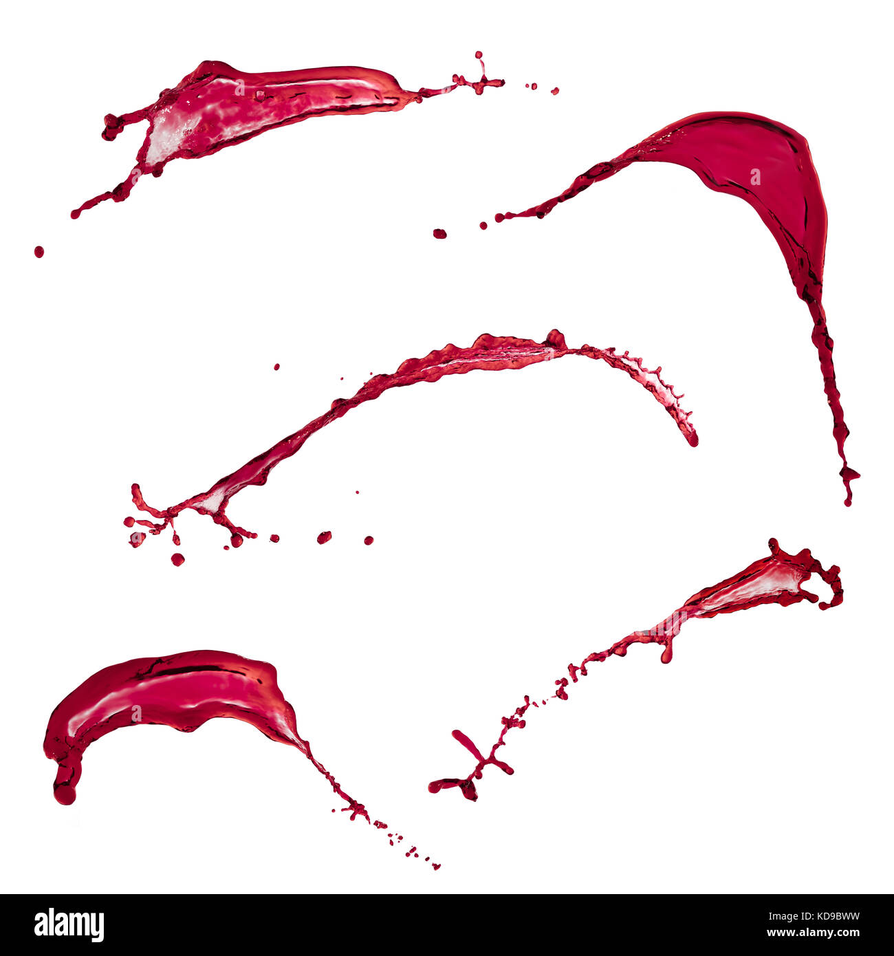 Beautiful collection of red paint splashes isolated on white background ...