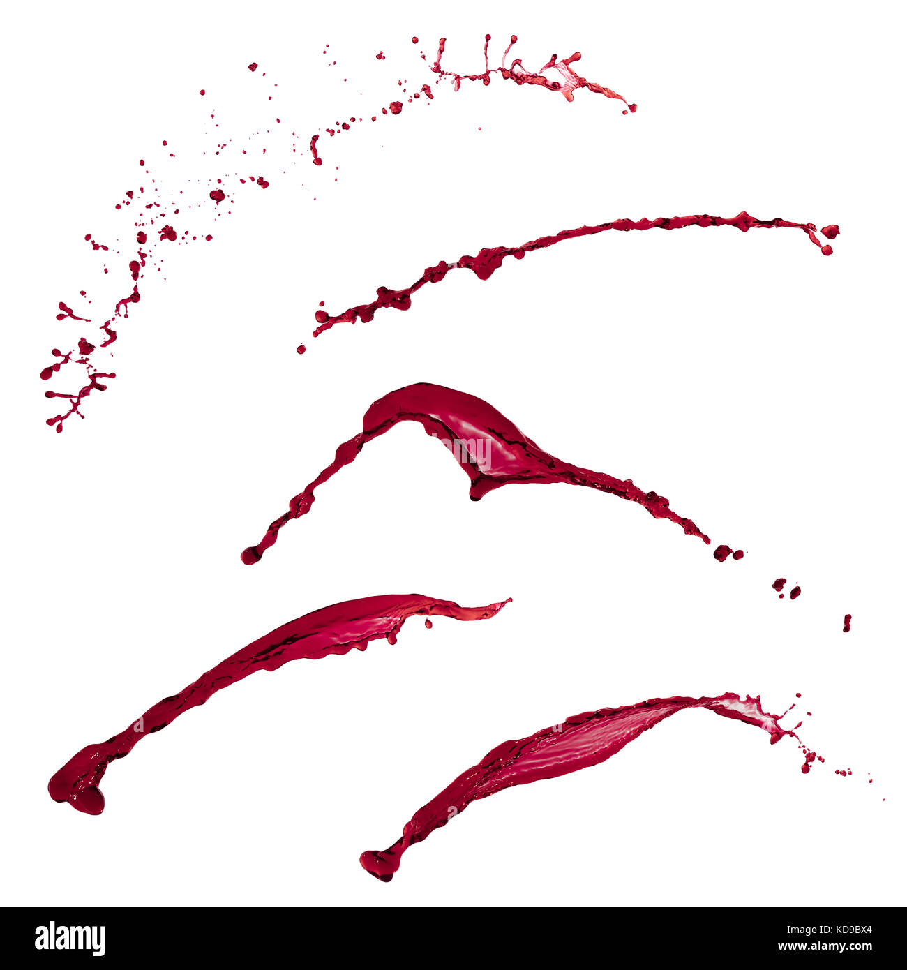 Beautiful collection of red splashes isolated over white background and ...