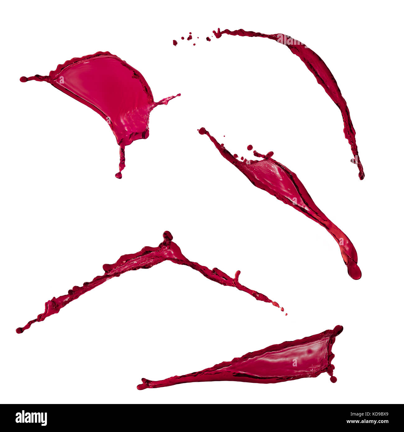 Beautiful collection of splashes red color isolated over white ...