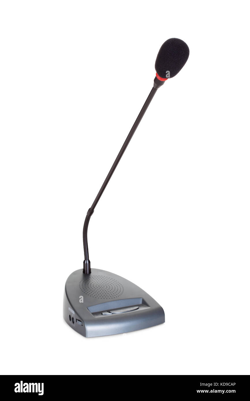 Photo of conference microphone. Isolated on white background Stock ...