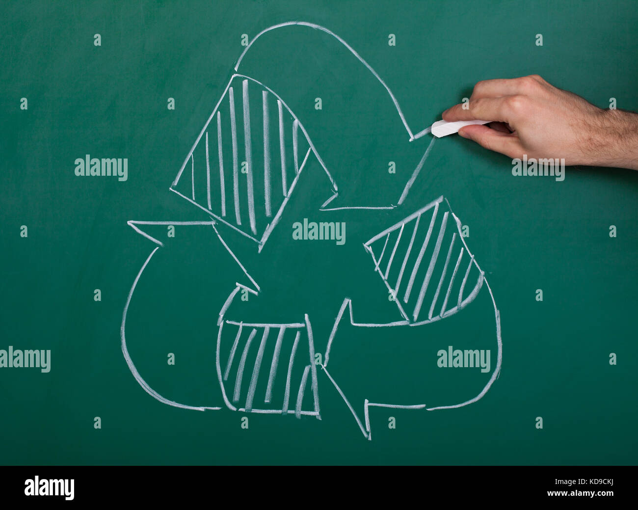 Recycle Symbol Drawn With White Chalk On A Chalkboard Stock Photo - Alamy