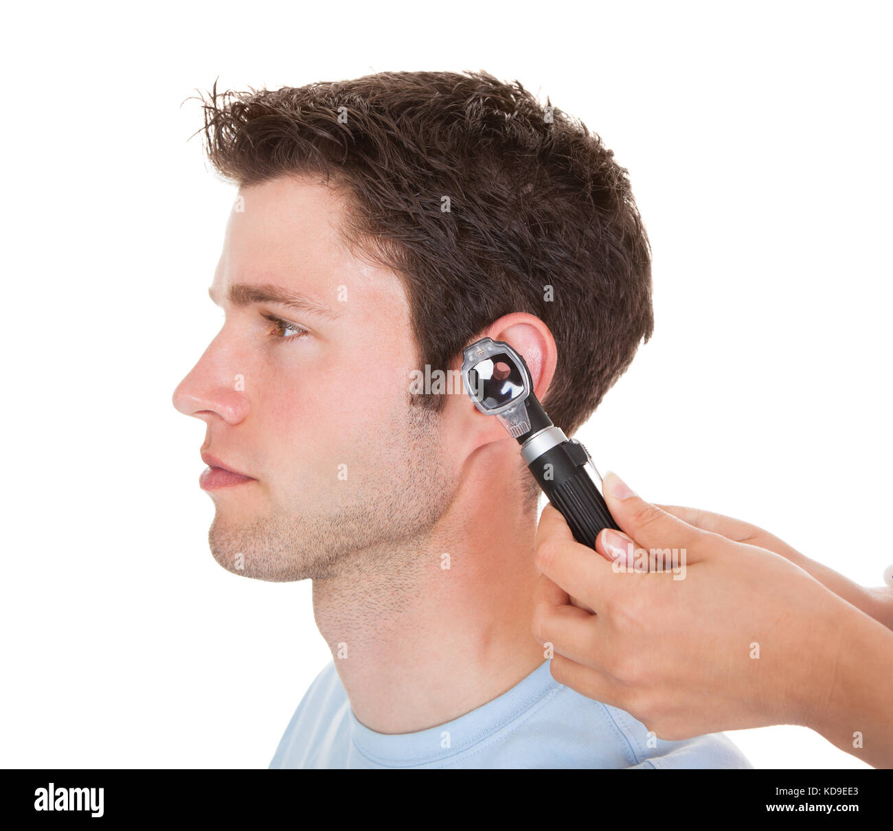 Close-up Of A Doctor Examining Patient's Ear With An Otoscope Stock ...