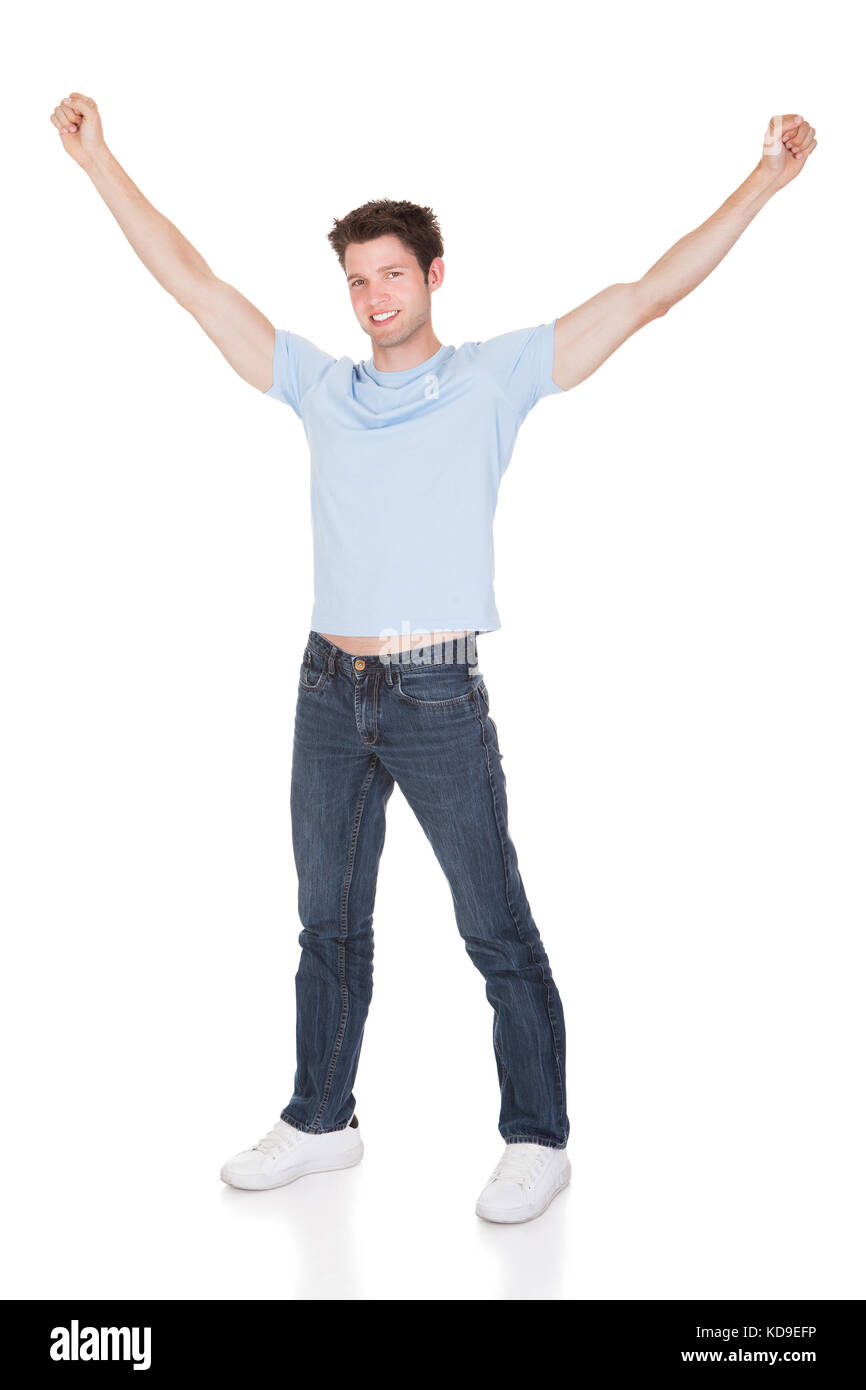 Portrait Of Happy Man On White Background Stock Photo - Alamy