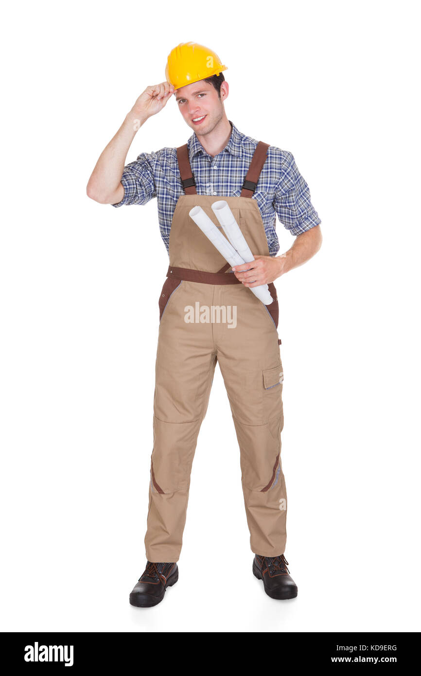 Construction worker holding blueprints hi-res stock photography and ...
