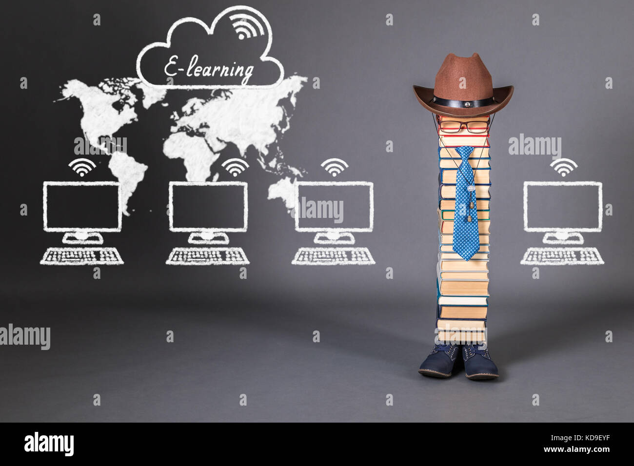 E-Learning funny education concept with unusual teacher Stock Photo - Alamy