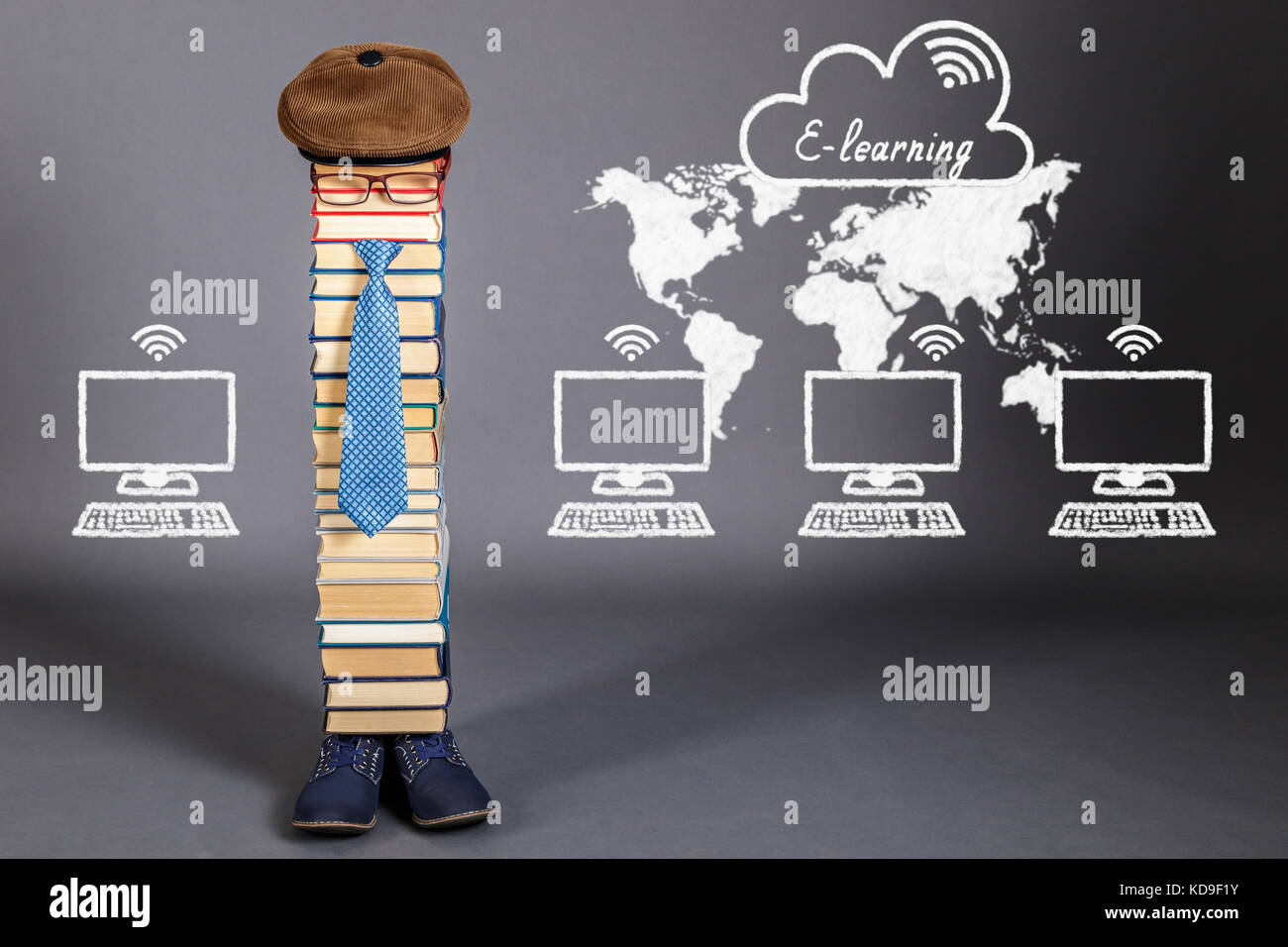 E-Learning funny education concept with unusual teacher Stock Photo - Alamy