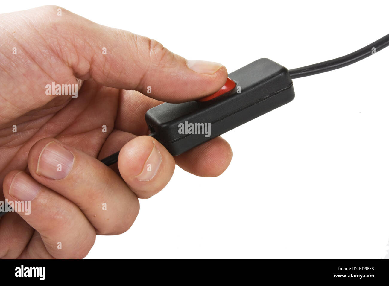 hand includes an electric switch isolated on a white background Stock ...