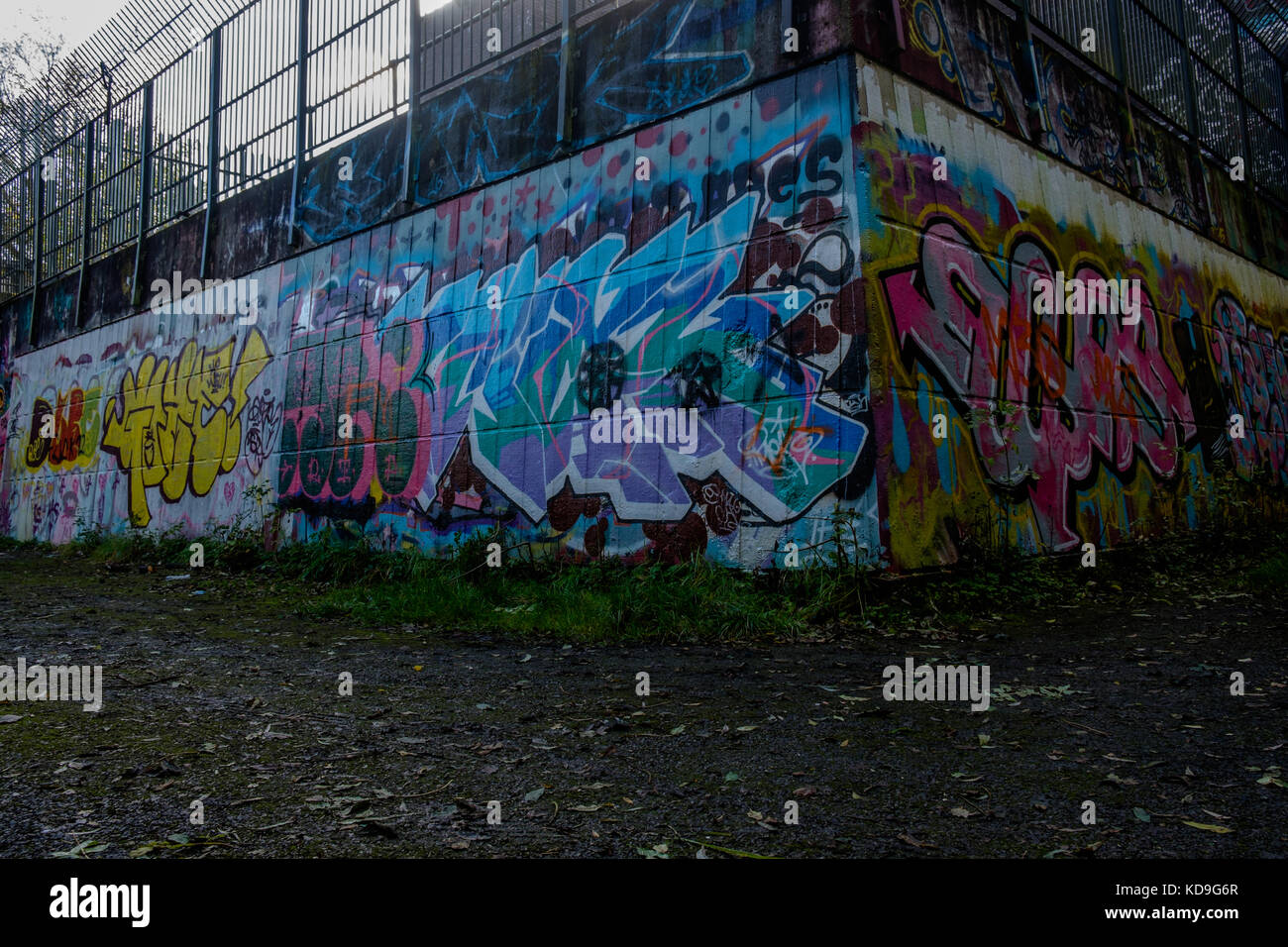 A multi painted graffiti wall Stock Photo - Alamy